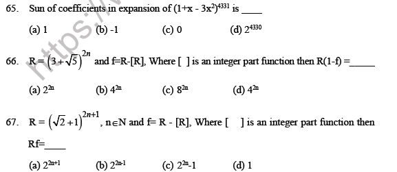 JEE Mathematics Binomial Theorem MCQs Set A with Answers